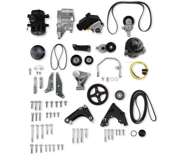 Holley 20-163BK Low Mount LSA Complete Accessory Drive Alt, P/S & A/C ...
