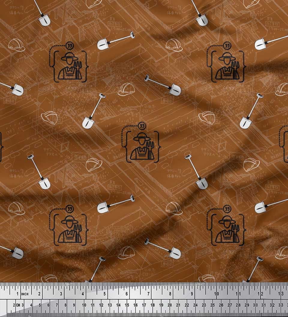 Soimoi Satin Silk Fabric Construction Helmet & Shovel Tool Hardware ...