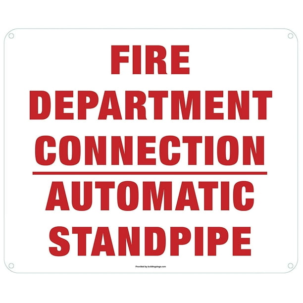 FIRE DEPT Connection - Automatic Standpipe Sign (White, Reflective ...