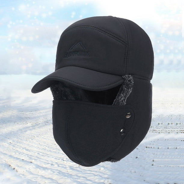 Peggybuy Men Bomber Hat with Ear Flap Trapper Hat Winter Aviator Hat ...