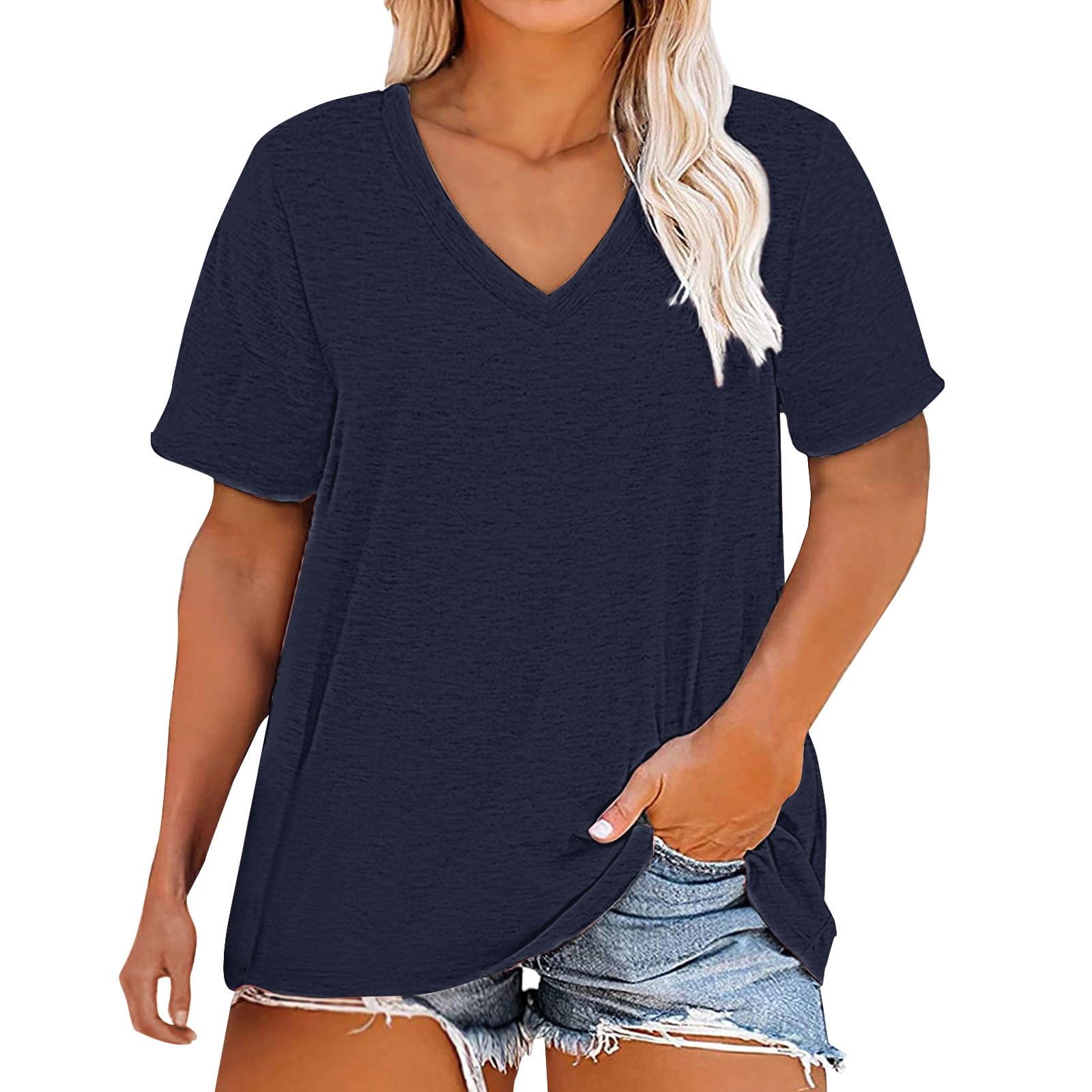 Click here for Yubnlvae Plus Size V-Neck Short Sleeve T-Shirt  Ca... prices