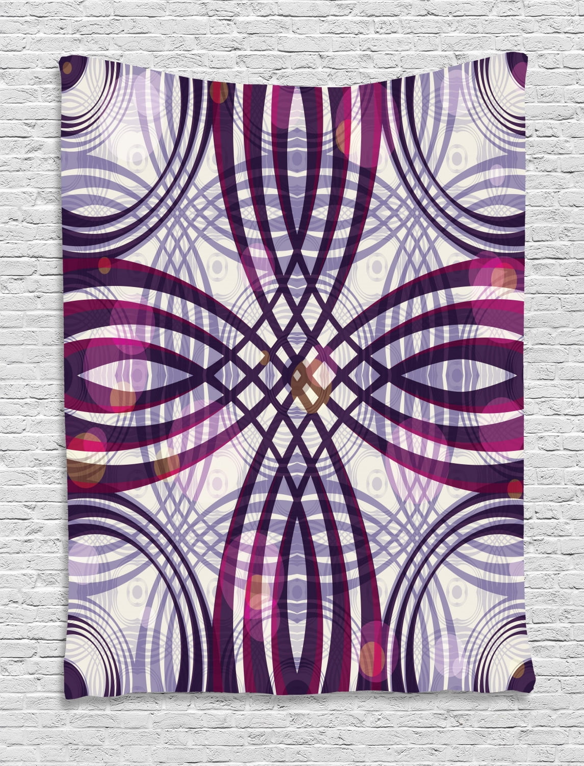 Art Nouveau Tapestry, Geometric Groovy Curved Trippy Lines Vintage ...