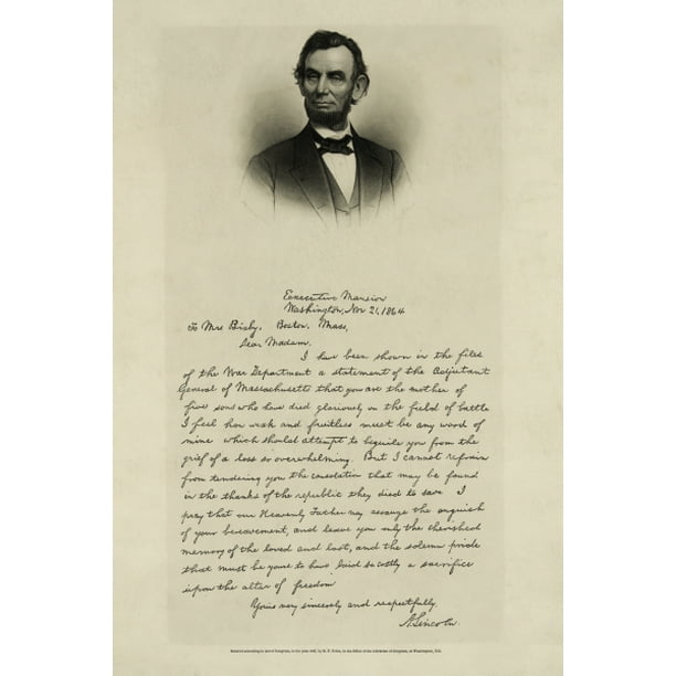 Print: Letter From Abraham Lincoln To Mrs. Bixby, With Bust-Length ...
