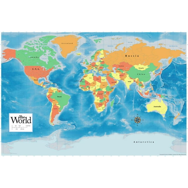 Official 2022 World Map Classroom Reference Chart Vibrant Colors ...