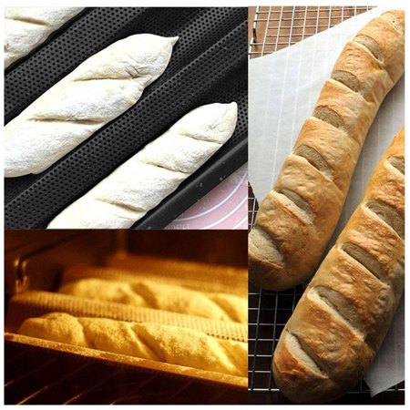 French Bread Baguette Mold Wave Pan Microwave Shape Black Black ...