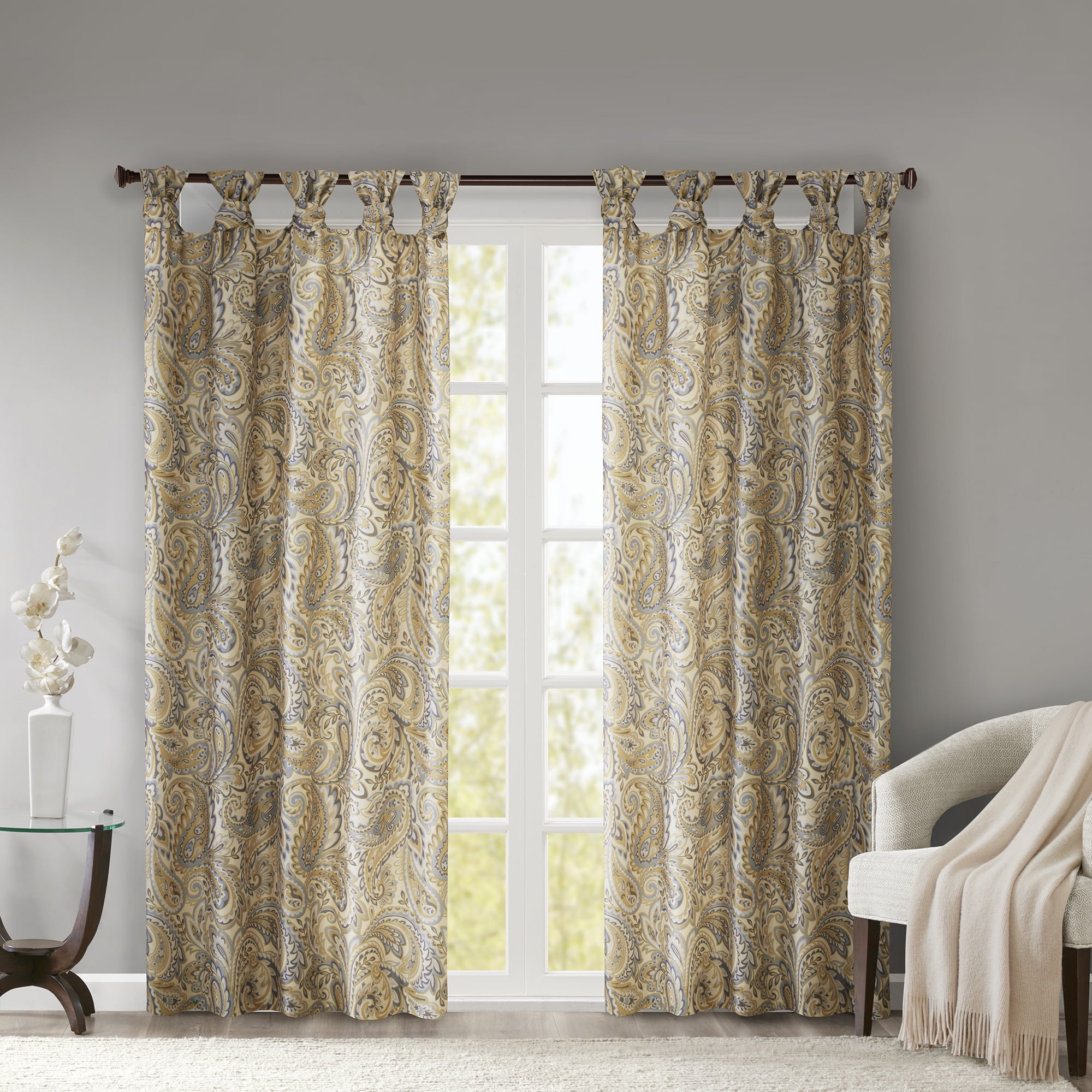 Home Essence Elodie Twist Tab Paisley Printed Window Panel - Walmart.com