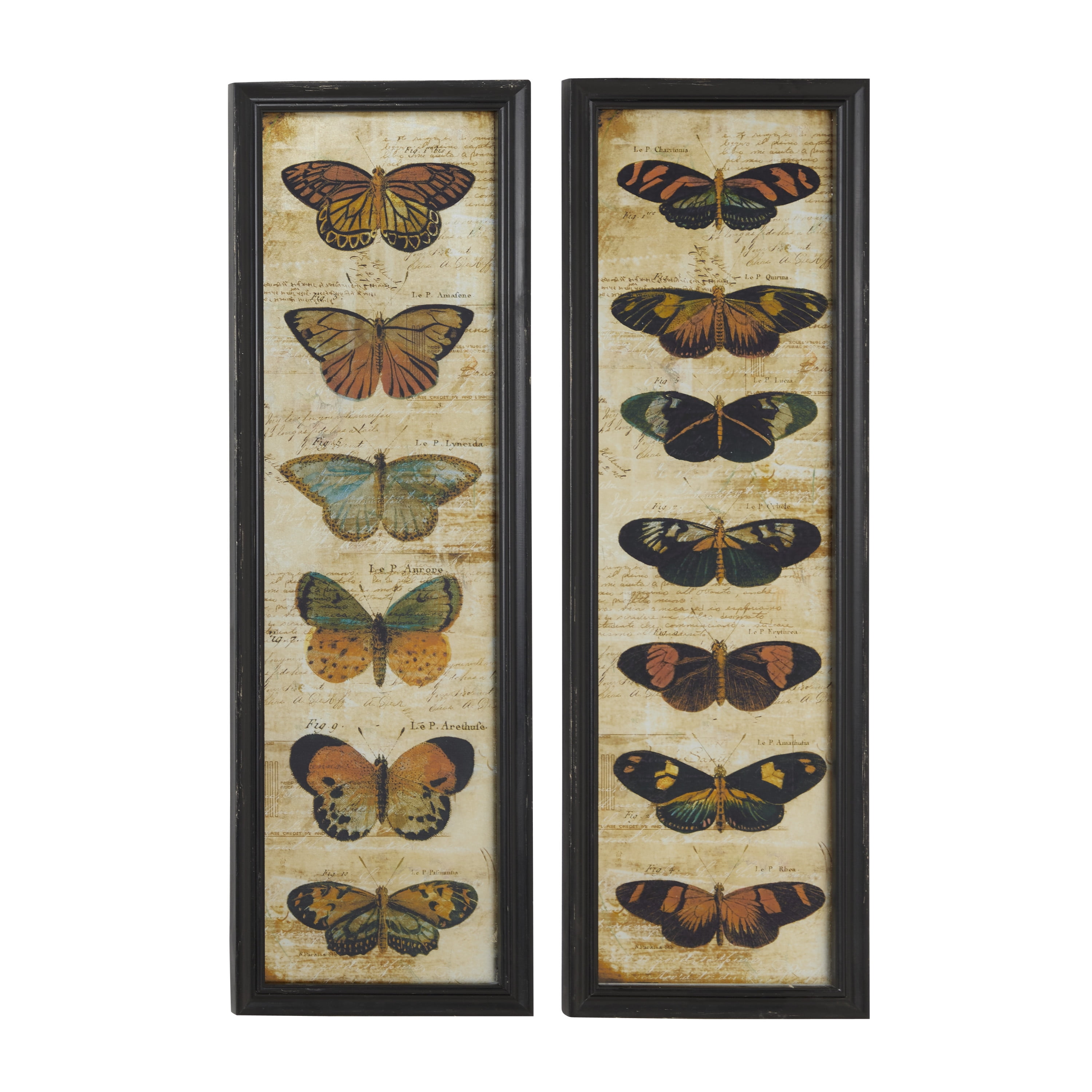 Decmode 43653 Large Colorful Vintage Butterfly Reflective Metal And Glass Wall Art Panels Set Of