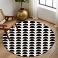 Black Semicircles 5FT Round Area Rugs for Living Room Boho Layered ...