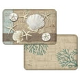 Set of 4 Tropical Placemats - Linen Shells - Reversible Washable ...