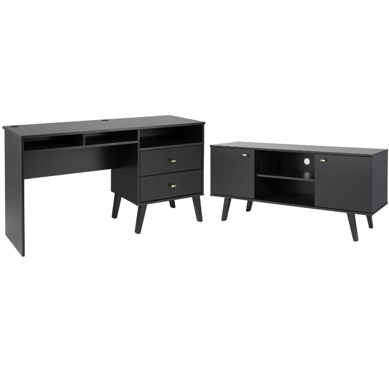 Home Square 2-Piece Set with 56" TV Console & Computer Desk with Side ...