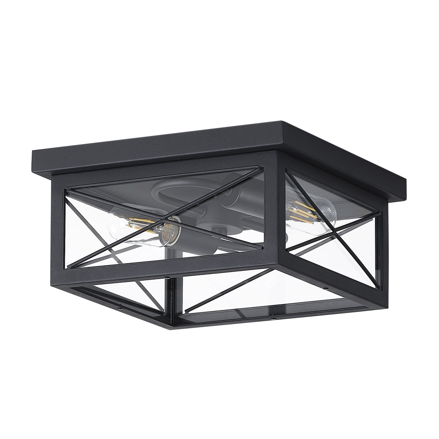 Aiwen Square Shape Industrial Ceiling Lamp Matte Black Finish Light ...