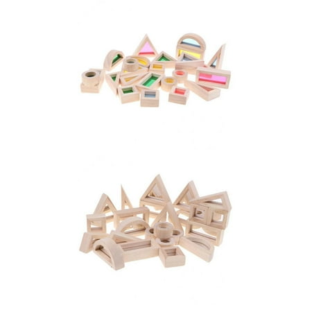 Baby Toddlers Monteori Buliding Toy - Wood 24pcs Clear Mirror Blocks ...