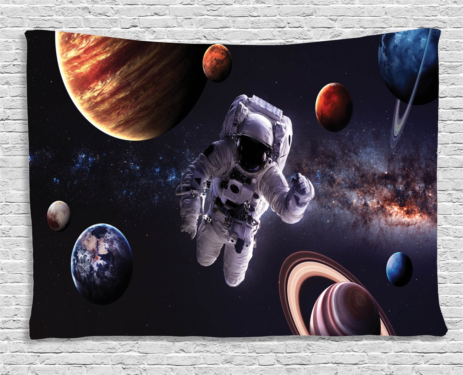 Outer Space Decor Tapestry, Astronaut Between Planets Mars Neptune ...