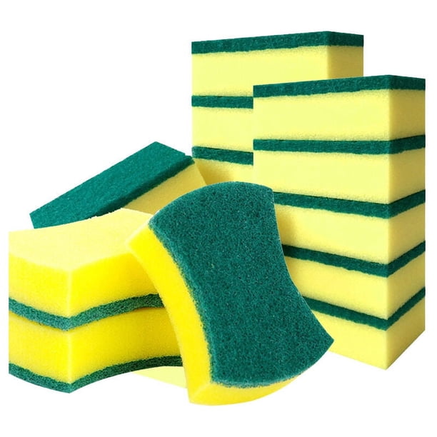 24 Pieces Cleaning Sponge, Heavy Duty Double Sided Scrubbing Multi ...