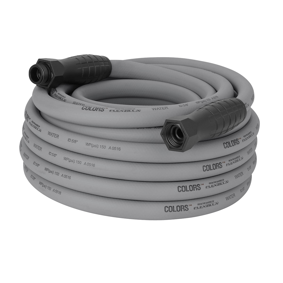 Colors Garden Hose 5/8" 50' 3/4" - 11 1/2 GHT Slate Gray - Walmart.com