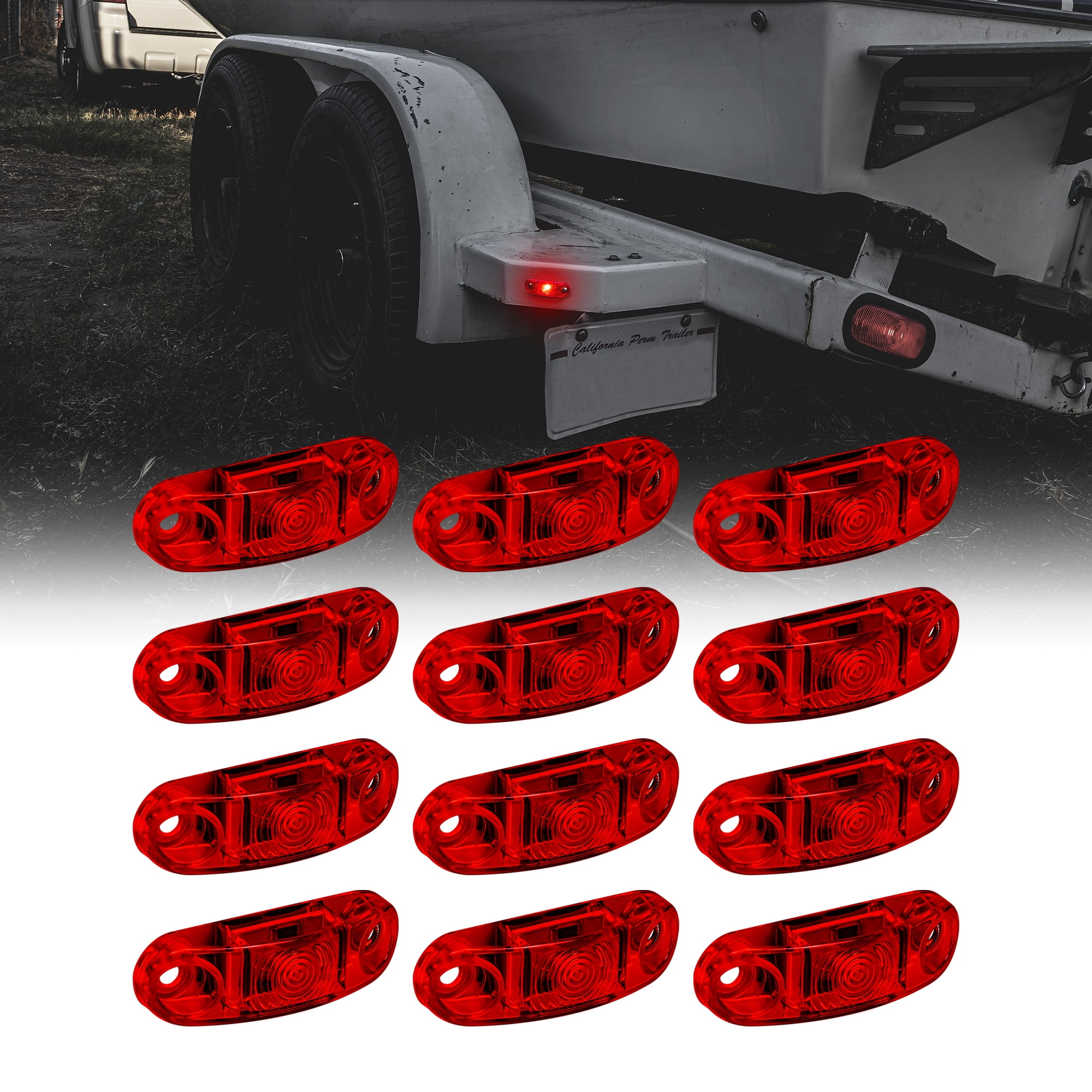12pc 2.5" Red LED Side Marker Light for Trailers DOT FMVSS 108 SAE P2Â ...