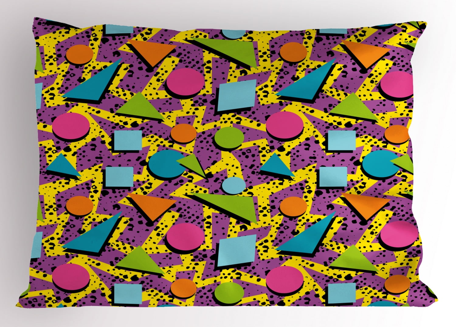Vintage Pillow Sham Funky Geometric 80s Memphis Fashion Style Colorful ...