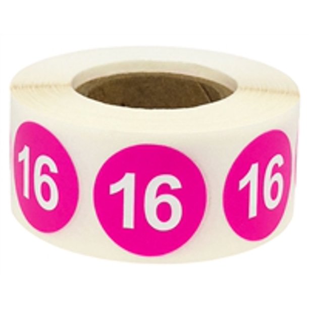 Hot Pink Number 16 Stickers 0.75 Inch 500 Labels On A Roll - Walmart ...