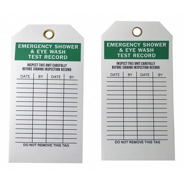 Brady 86615 Emergency Shower & Eye Wash Test Record Tag 2 Sided 10/Pkg ...