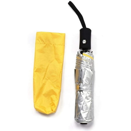 Sun Rain Umbrella, Yellow Sun Parasol Rain Sun and Wind Protection Mini ...