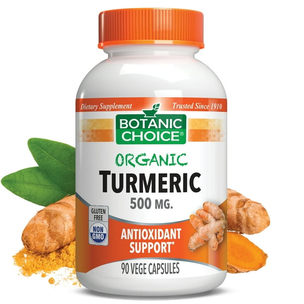 Botanic Choice Organic Turmeric 500 mg Herbal Supplement, 90 Vege ...