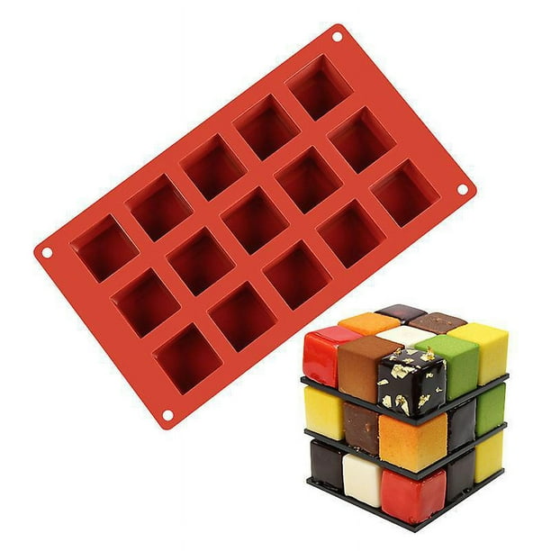 SM 15-Cavity 1.4" Square Silicone Mold for Chocolate Candy, Cake, Ice ...