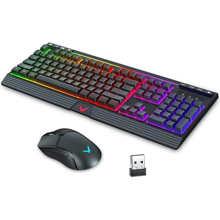Wireless Backlit Keyboard and Mouse Combo, 2.4G Rechargeable LED ...