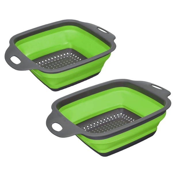 Uxcell Collapsible Colander Set, 2 Size Silicone Square Foldable ...