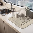 Brown Dish Drying Mats for Kitchen Counter, Linen Texture Modern ...