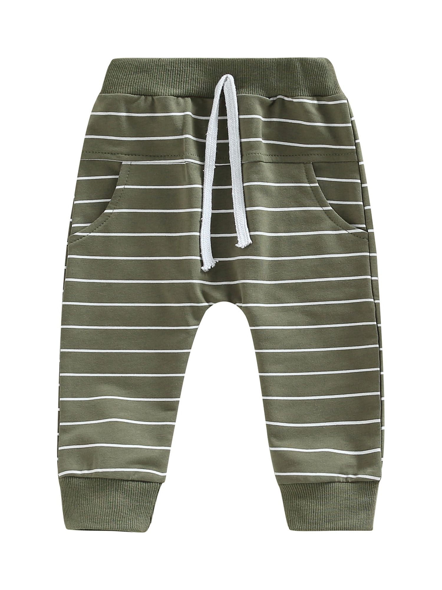 Arvbitana Baby Boys Striped Sports Pants Elastic Waist Drawstring Loose ...
