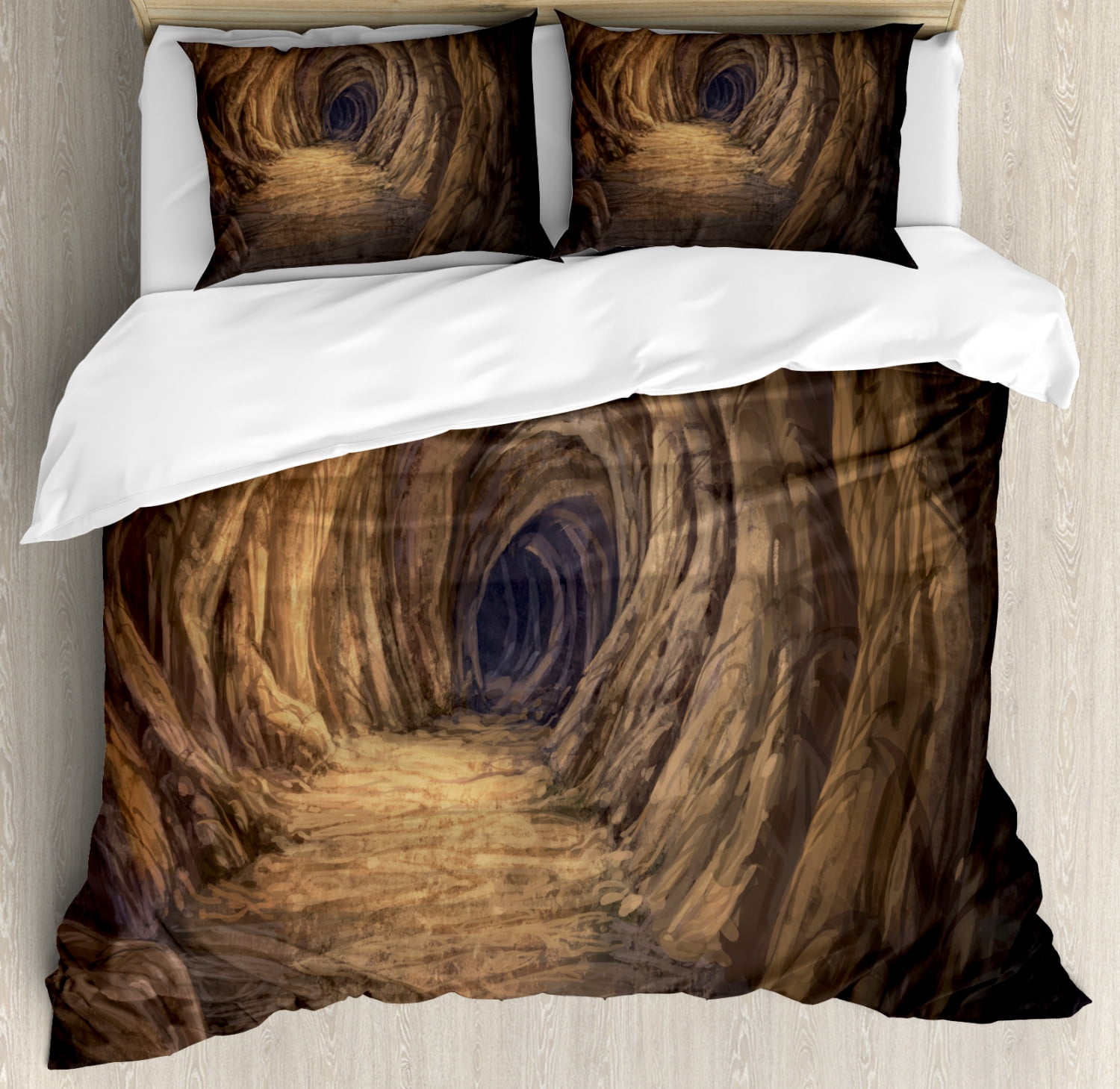 Cave King Size Duvet Cover Set, Ancient Geologic Formation in Digital ...