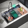 Whale Digital Waterfall Kitchen Sink, 31.5"Drop In Stainless Steel ...