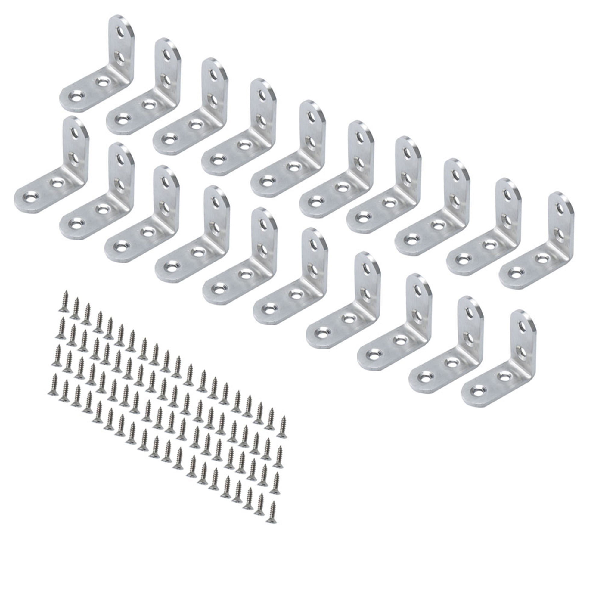 Uxcell 40 x 40mm Stainless Steel L Shaped Angle Brackets with Screws,20 ...