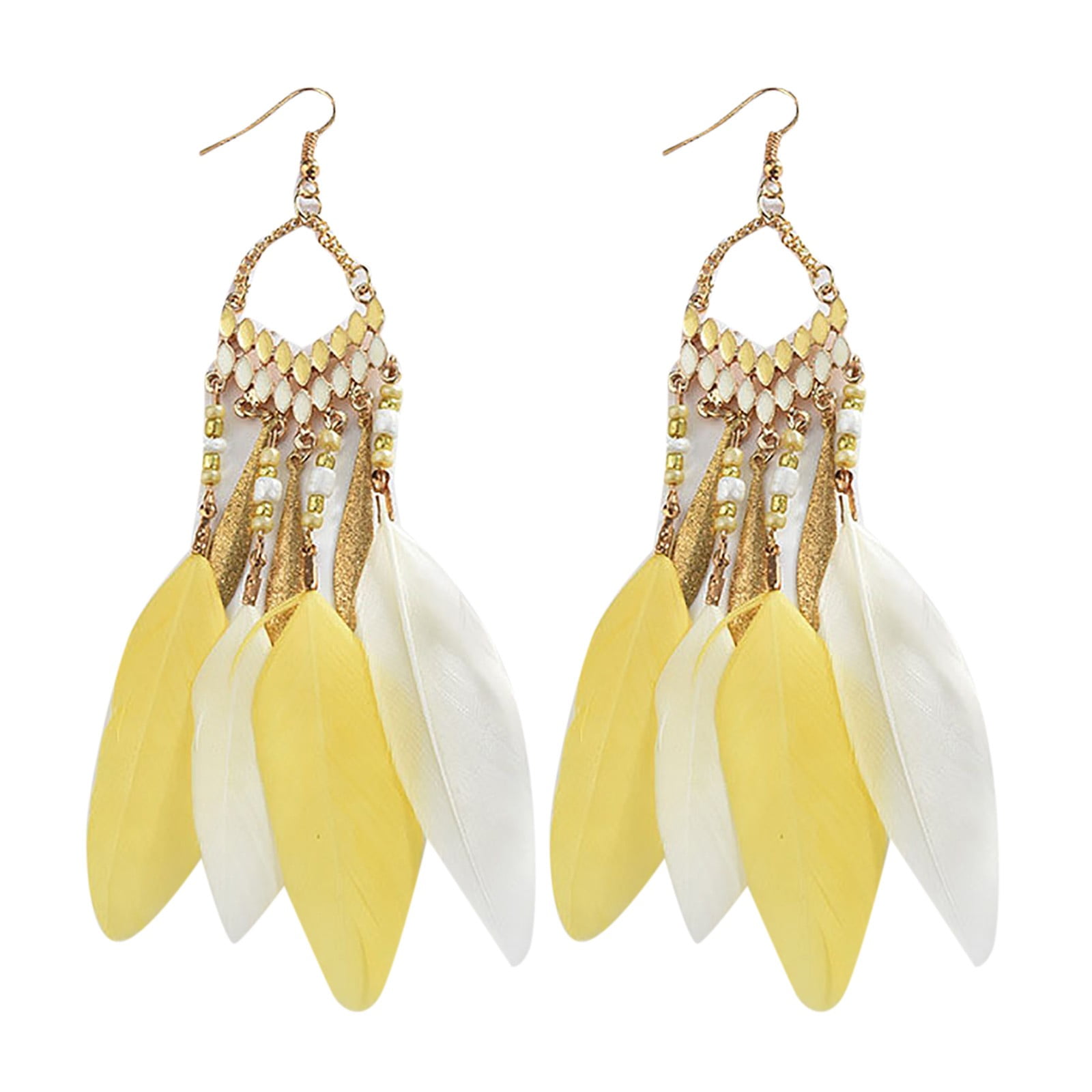 Click here for Dsscvnef Boho Feather Tassel Earrings For Women Lo... prices