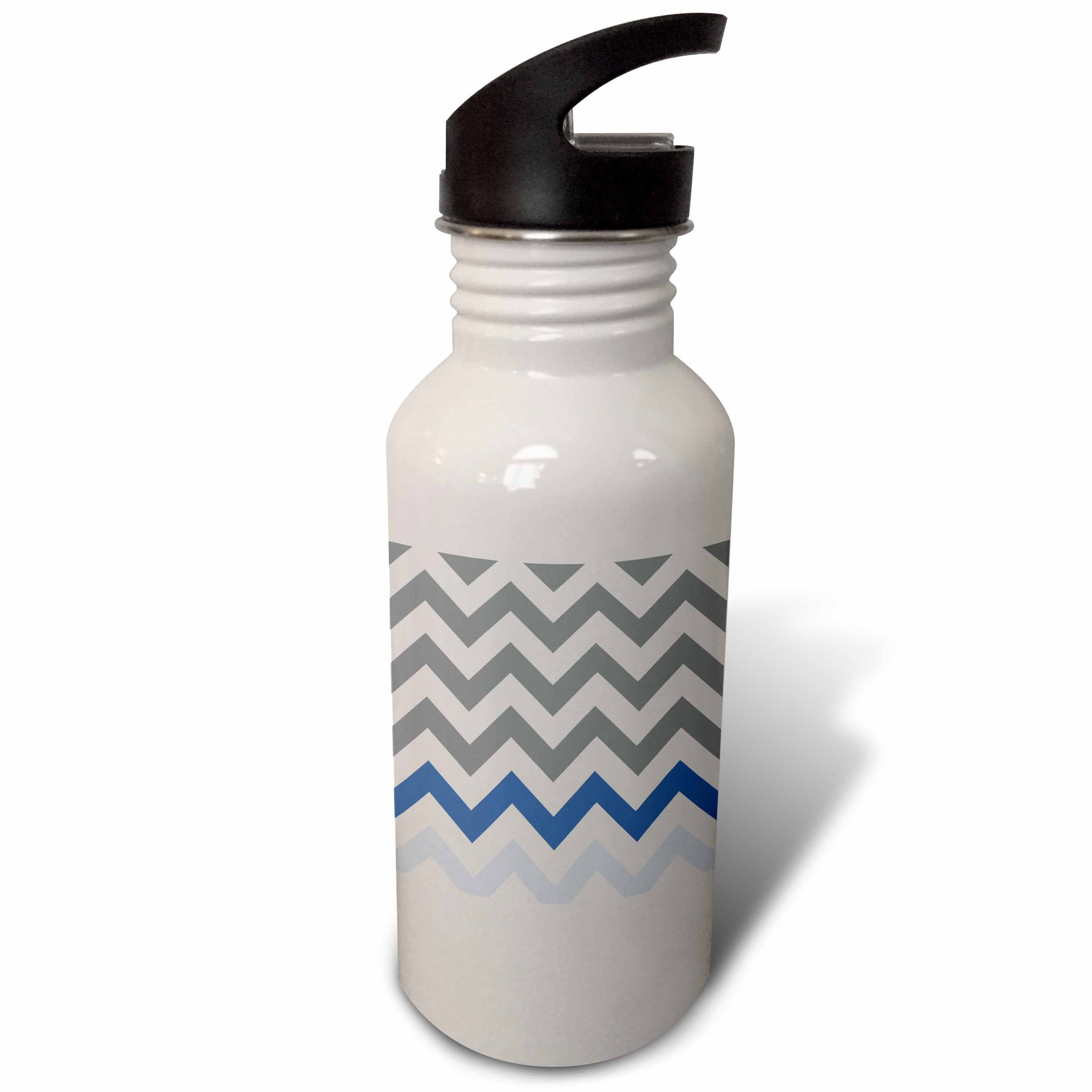 Charcoal grey chevron with blue zig zag accent - gray zigzag pattern 21 oz Sports Water Bottle ...