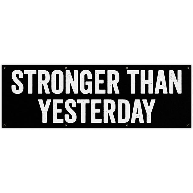 Stronger Than Yesterday Banner - Home Gym Decor - Large Quote Wall Art ...