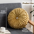 Velvet Pleated 15-Inch Round Throw Pillow for Home Couch Decorative ...