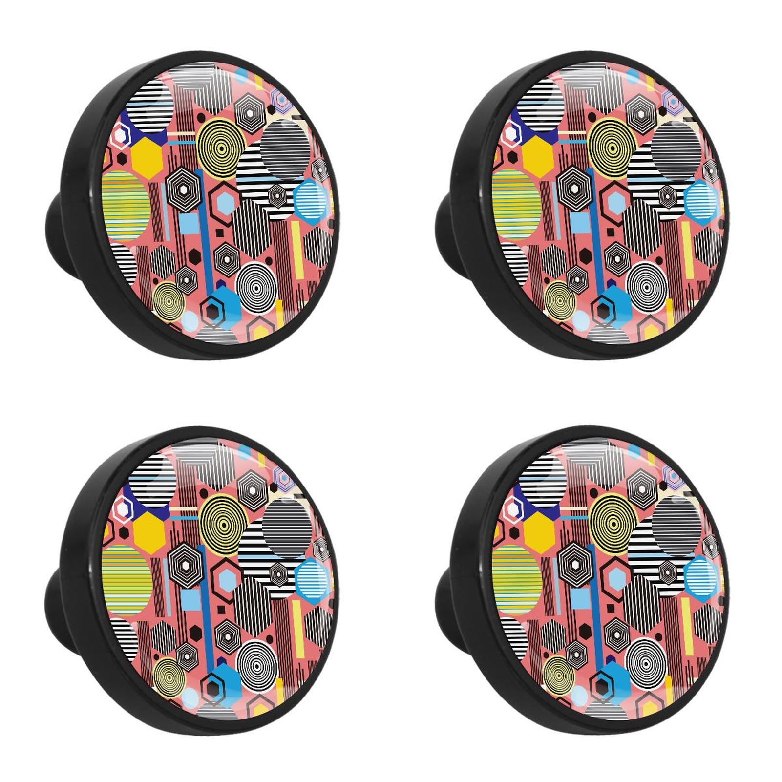 4 Pcs Geometry Knobs for Kitchen Cabinet Cupboard Dresser Bookcase Drawer Pulls Handles Round ...