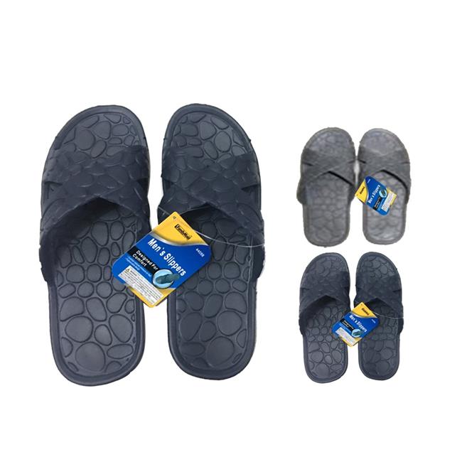 Mens Slippers, Grey, Navy & Black - Men 7-12 - Case of 12 - Walmart.com
