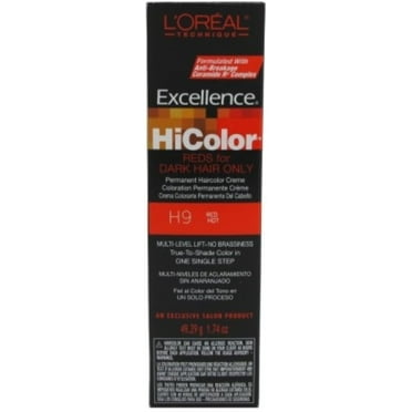 L'Oreal Excellence HiColor Red 1.2 oz - Permanent Creme for Dark Hair ...