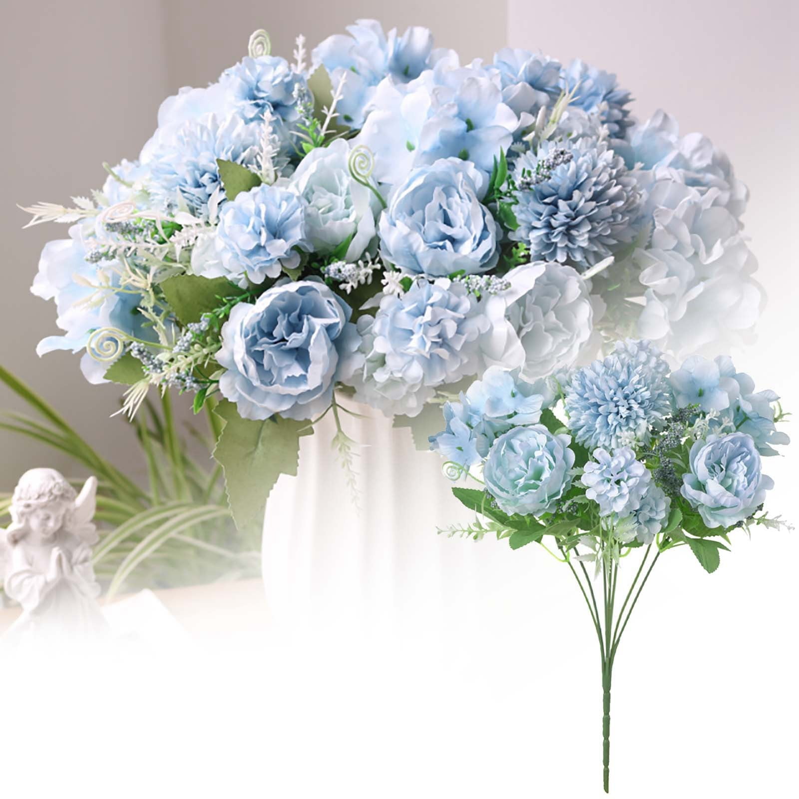 TechWave Style 7 Head Peony Hydrangea Bouquet Wedding Bridal Bouquet ...