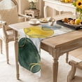 Abstract Ink Table Runner, Green Yellow Blue Ink Splatter Bubbles Drops ...