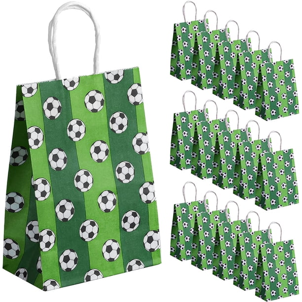 ShenMo 16 pieces of green football party gift paper bags, football ...