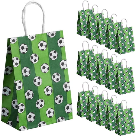 ShenMo 16 pieces of green football party gift paper bags, football ...