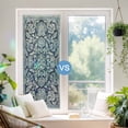 Bohemia Blue Floral Pattern Window Privacy Film, Vintage Ethnic Style ...