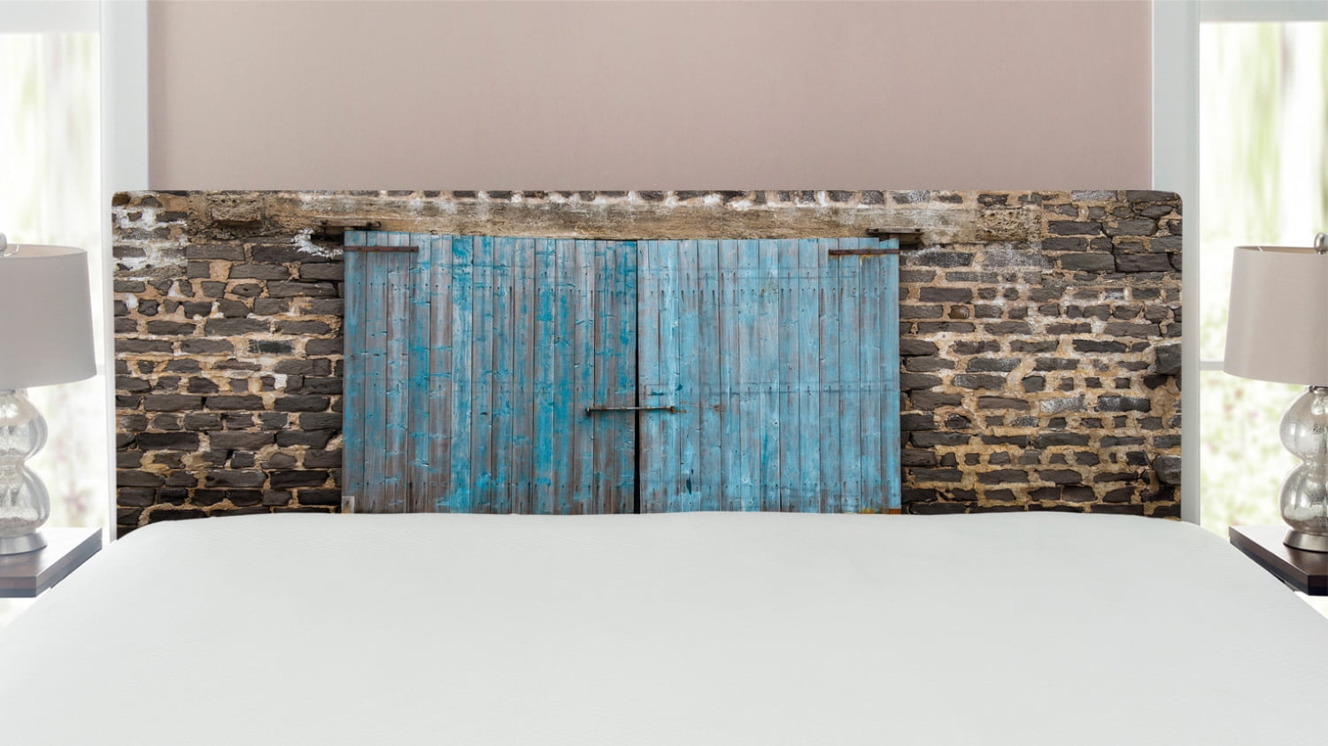 Rustic Headboard, Stone Wall of Dated Closed Barn Gothic Medieval ...
