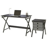 Realspace® X-Cross 48"W Computer Desk With File Cabinet, Black ...