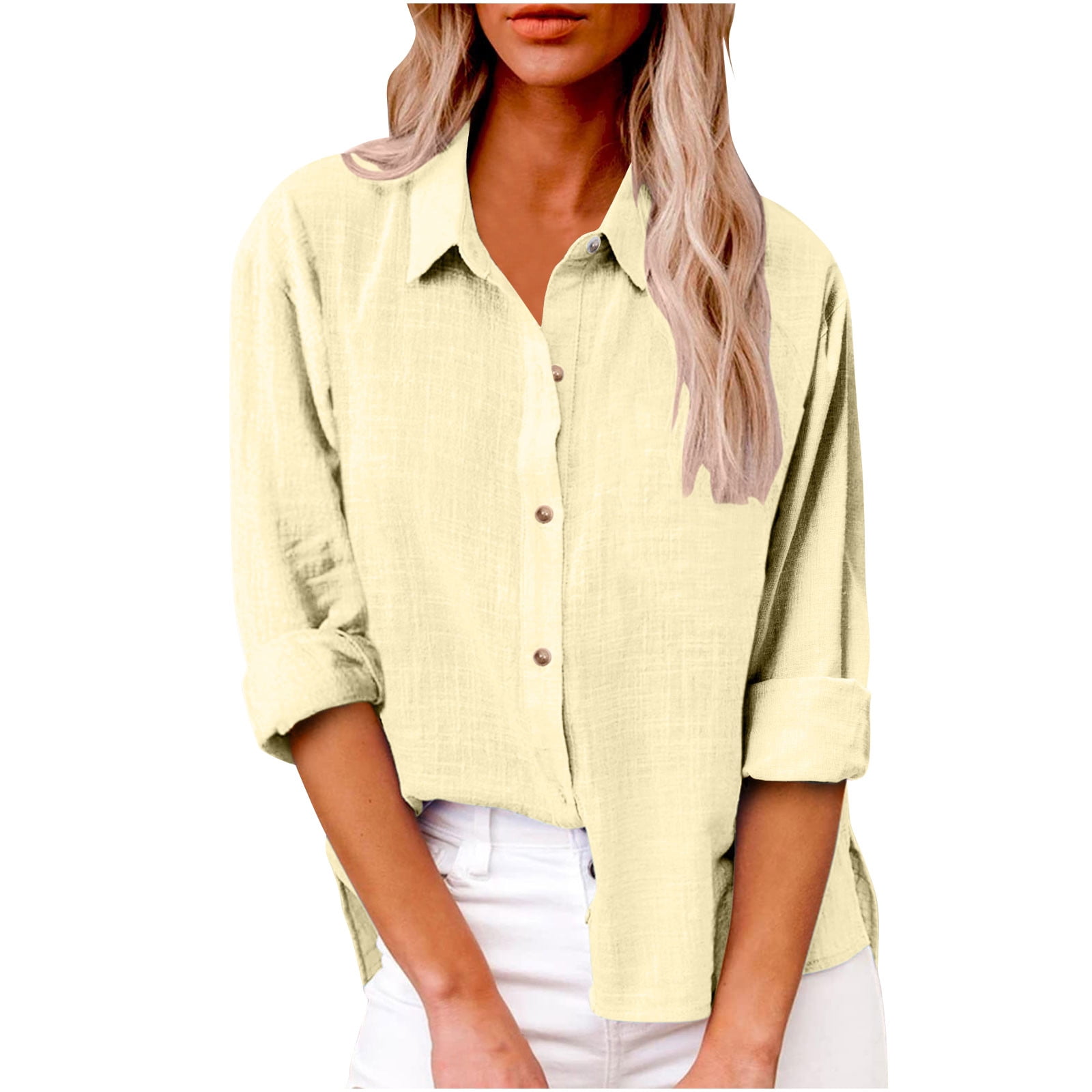 Click here for Aherbiu Plus Size Button Down Shirts For Women Lon... prices