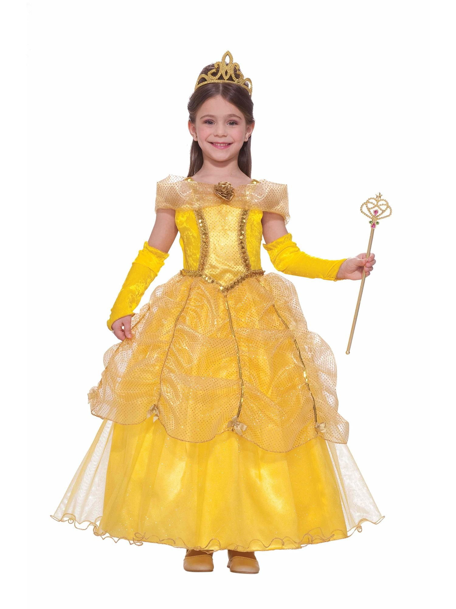 Golden Yellow Princess Costume Dress Beauty Girl Large 12-14 Gorgeous ...