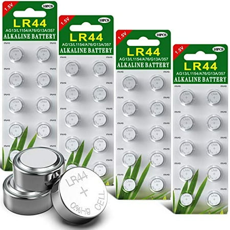40 Pack of LR44 AG13 303 357 SR44-1.5 Volt Premium Alkaline Button Cell ...